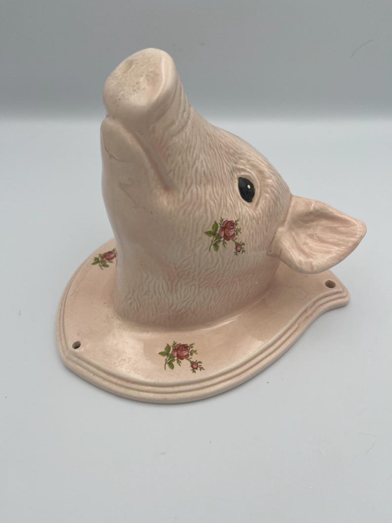 Vintage Ceramic Pig Head | Farmhouse Wall Art | Floral Animal Decor - Etsy