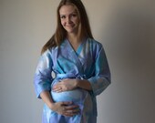 White Blue Watercolor Maternity Robe Hospital Gown Delivery - Etsy