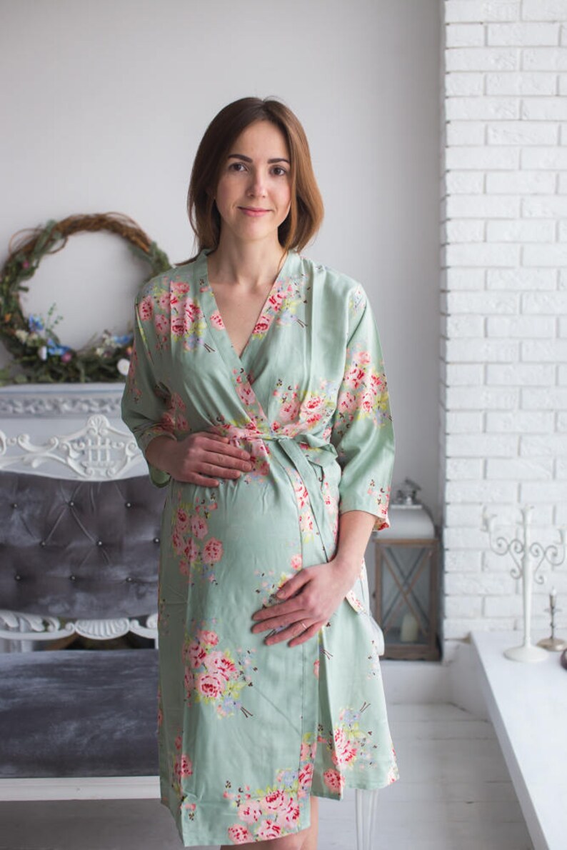 Moms in Premium Sage Soft Rayon Maternity Robe Delivery - Etsy
