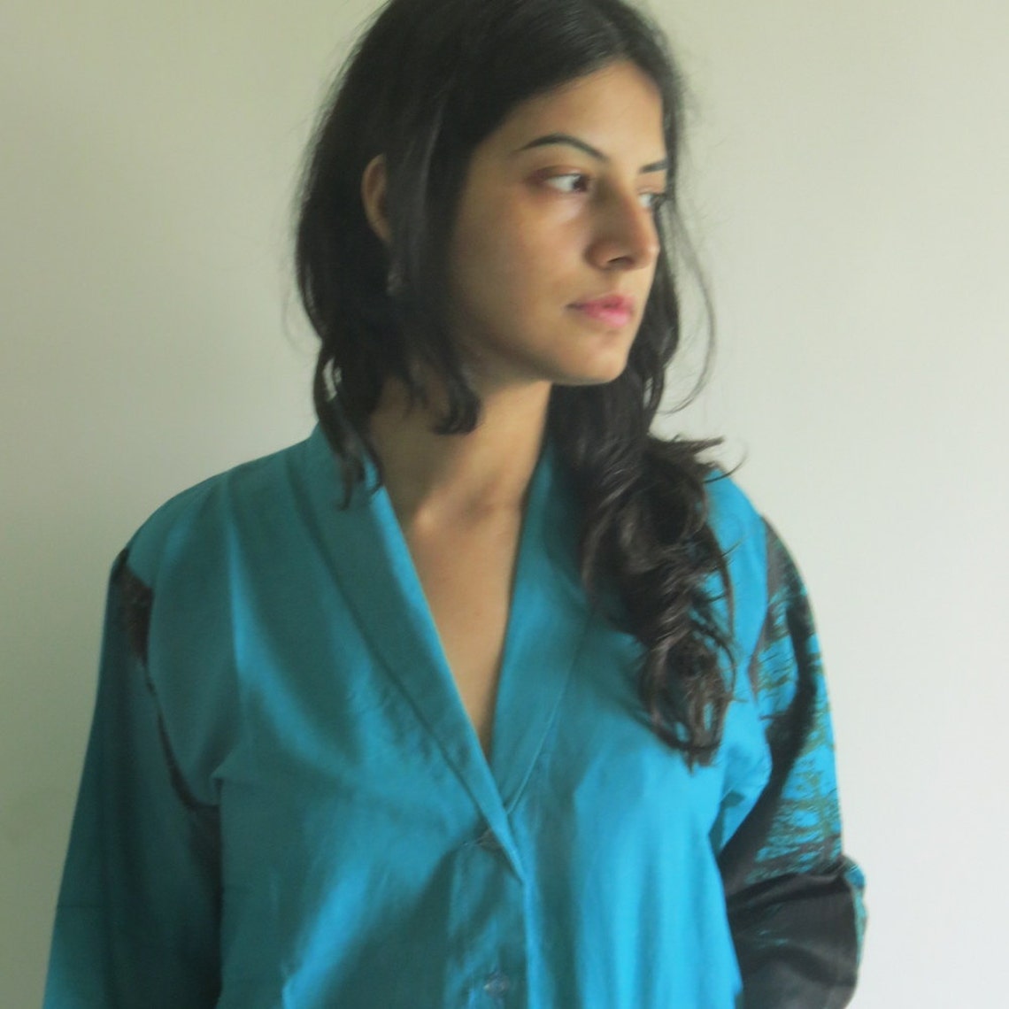 Teal Tree of Life Robetan Housecoat Front Buttoned Dressing | Etsy