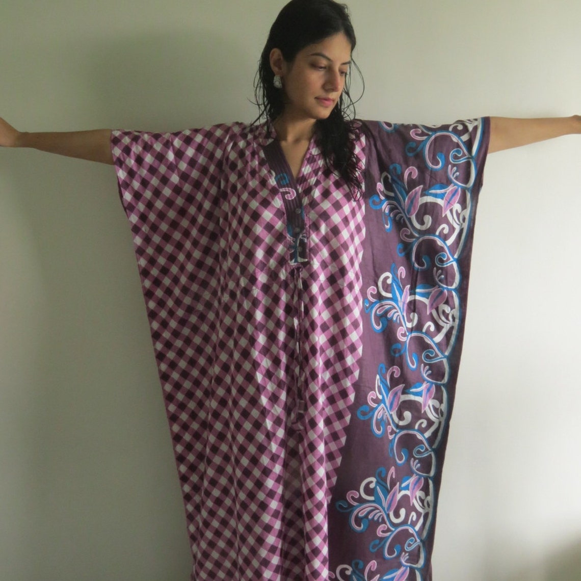 Wine Plaid Nursing Maternity Hosptial Gown Delivery Kaftan - Etsy