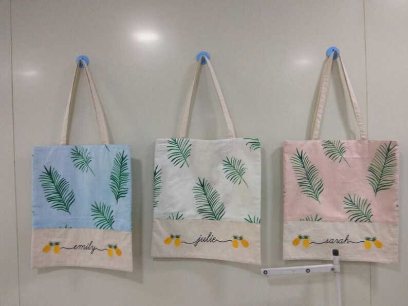 Palm Leaf Tote Bags Bridesmaids Tote Bags Bridesmaids Gifts | Etsy