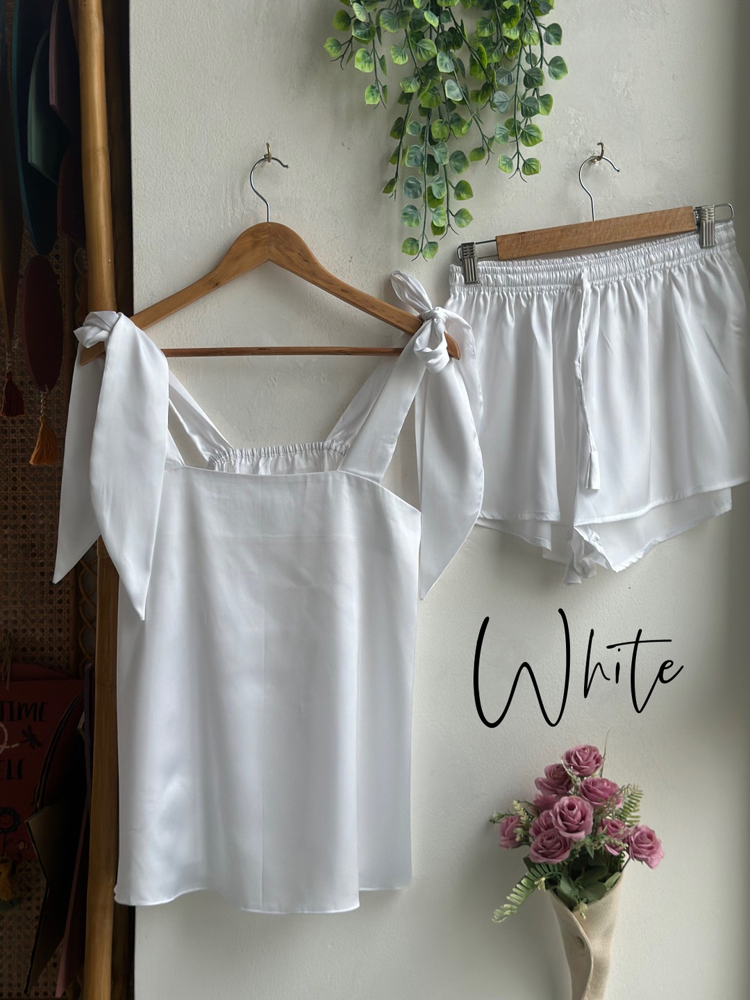 Silk Tie Knot Tank Top Style Pj Sets | Unlimited Customization: Color ...