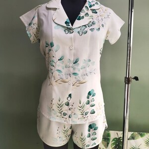Greenery Inspired Pjs - Notched Collar Pj Sets in Boho Botanical ...