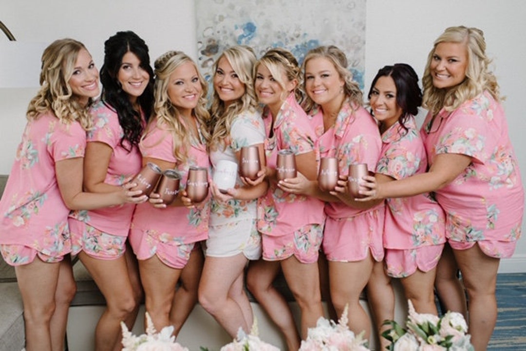 Dusty Pink Pj Sets - Notched Collar Style Pj Sets in Angel Song Pattern ...