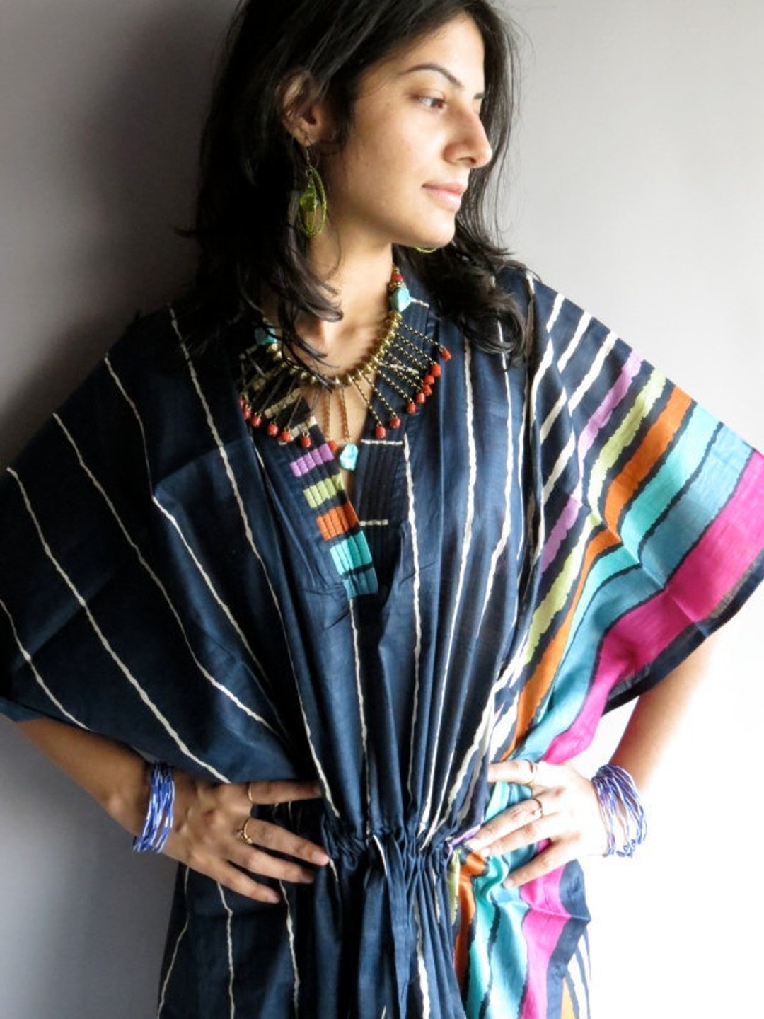 Striped Kaftan - Perfect Long Dress, Beachwear, Spa Robe, Make Great ...
