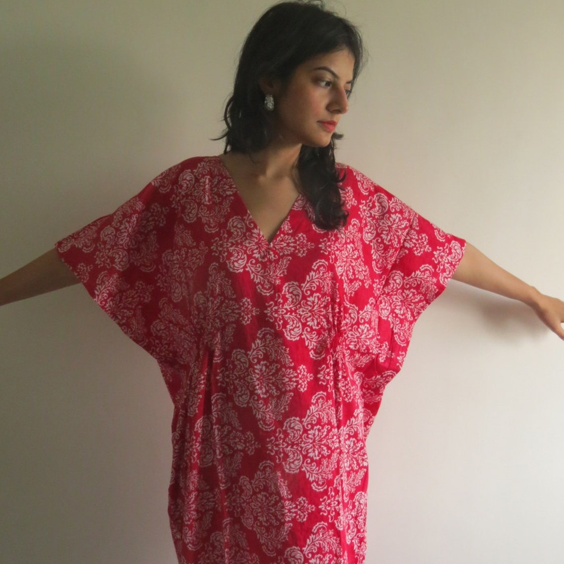 Drawstring Free Damask Kaftan Dress Summer Dress Long Maxi - Etsy