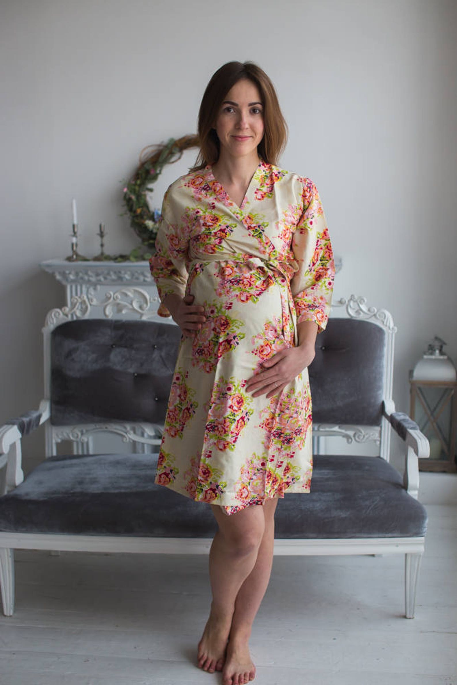 Moms in Premium Cream Soft Rayon Maternity Robe Delivery | Etsy