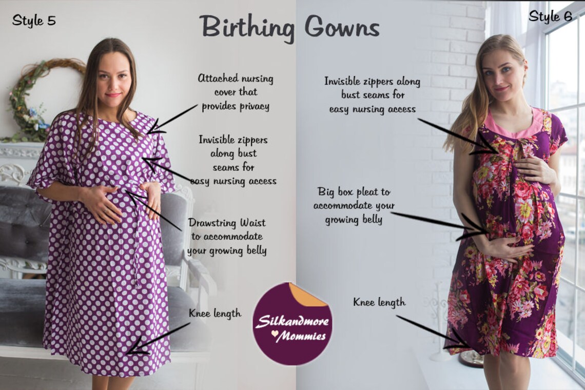 Eggplant Birthing Gowns Labor Gowns Delivery Gowns | Etsy