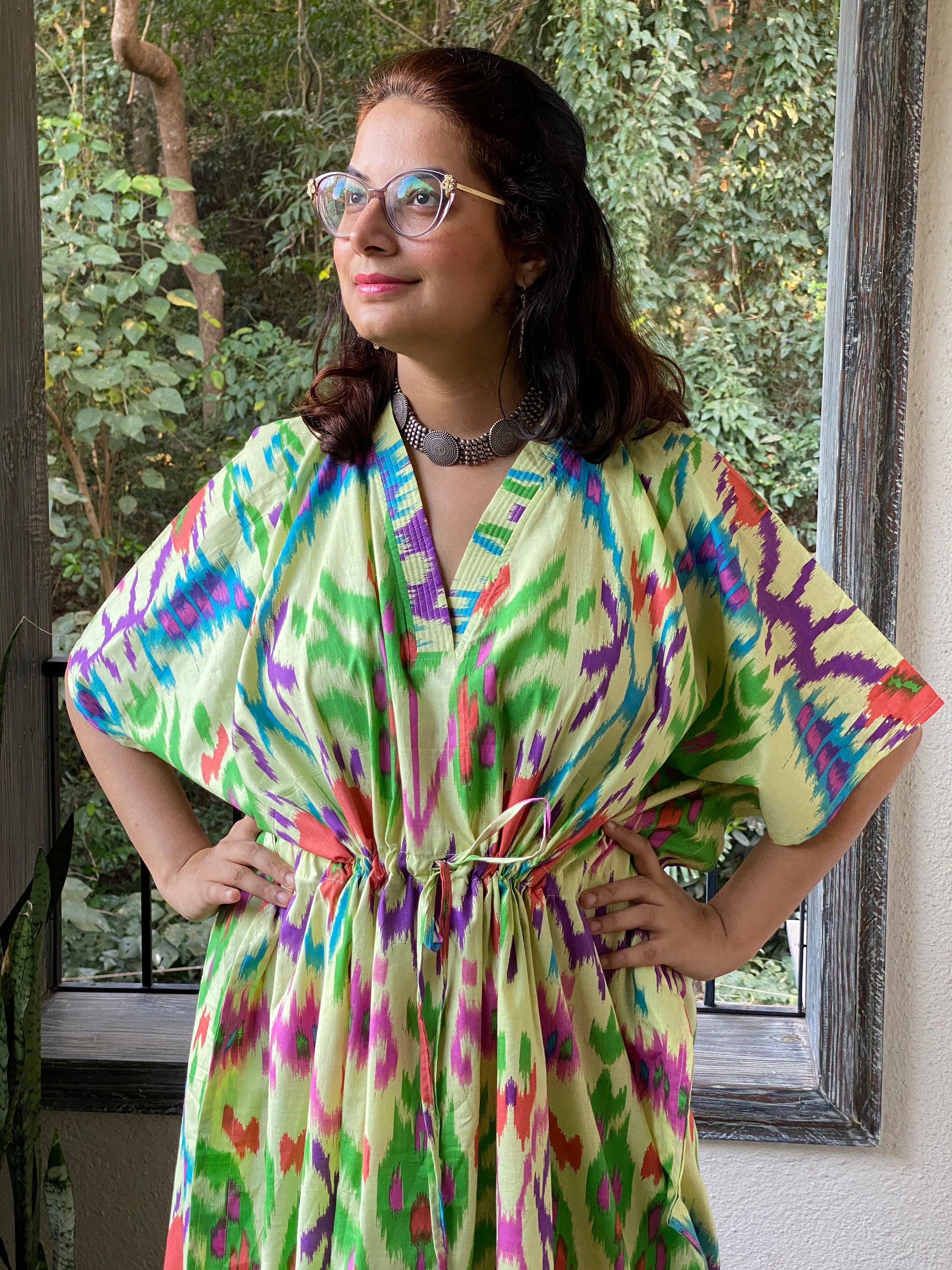 Ikat Aztec Caftan Softest Cotton free flowing kaftan dress | Etsy