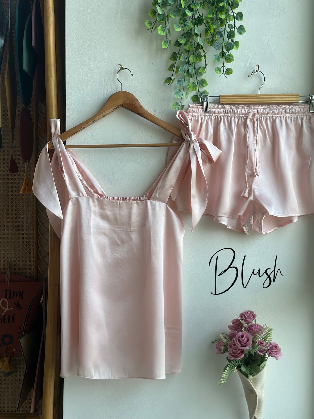 All Shades of Pink Silk Tie Knot Tank Top Style Pj Sets | Unlimited ...