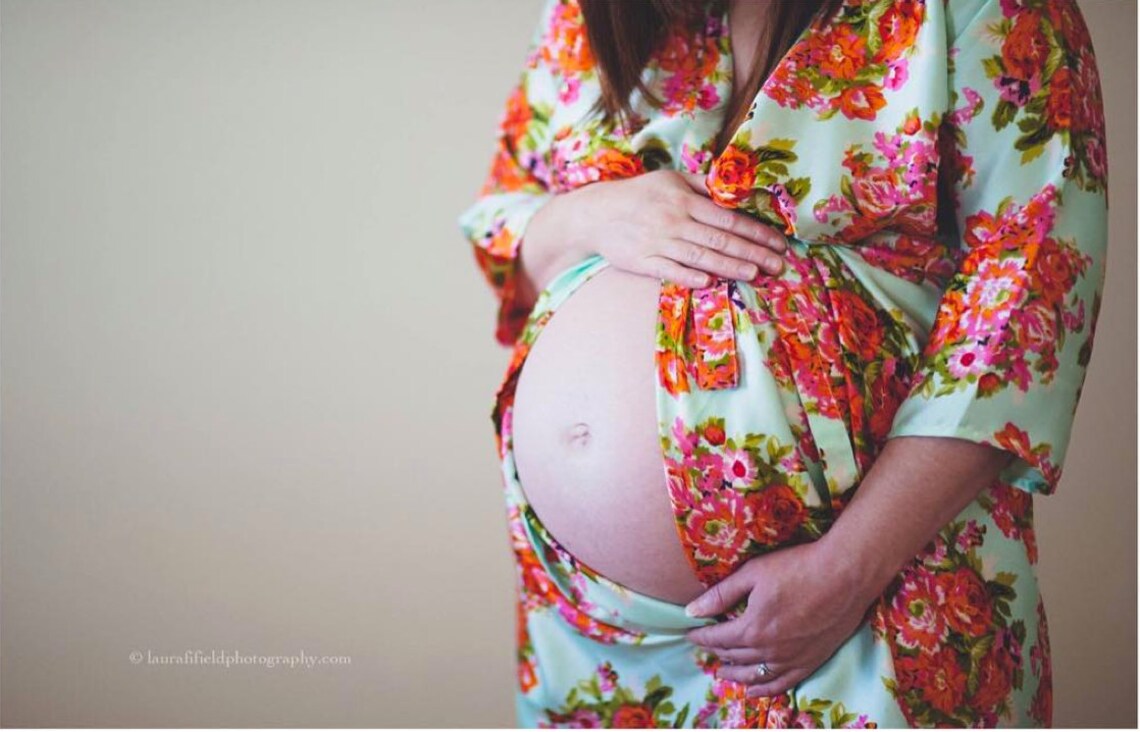 Mint Silk Floral Posy Ankle Length Maternity Robe Hospital - Etsy