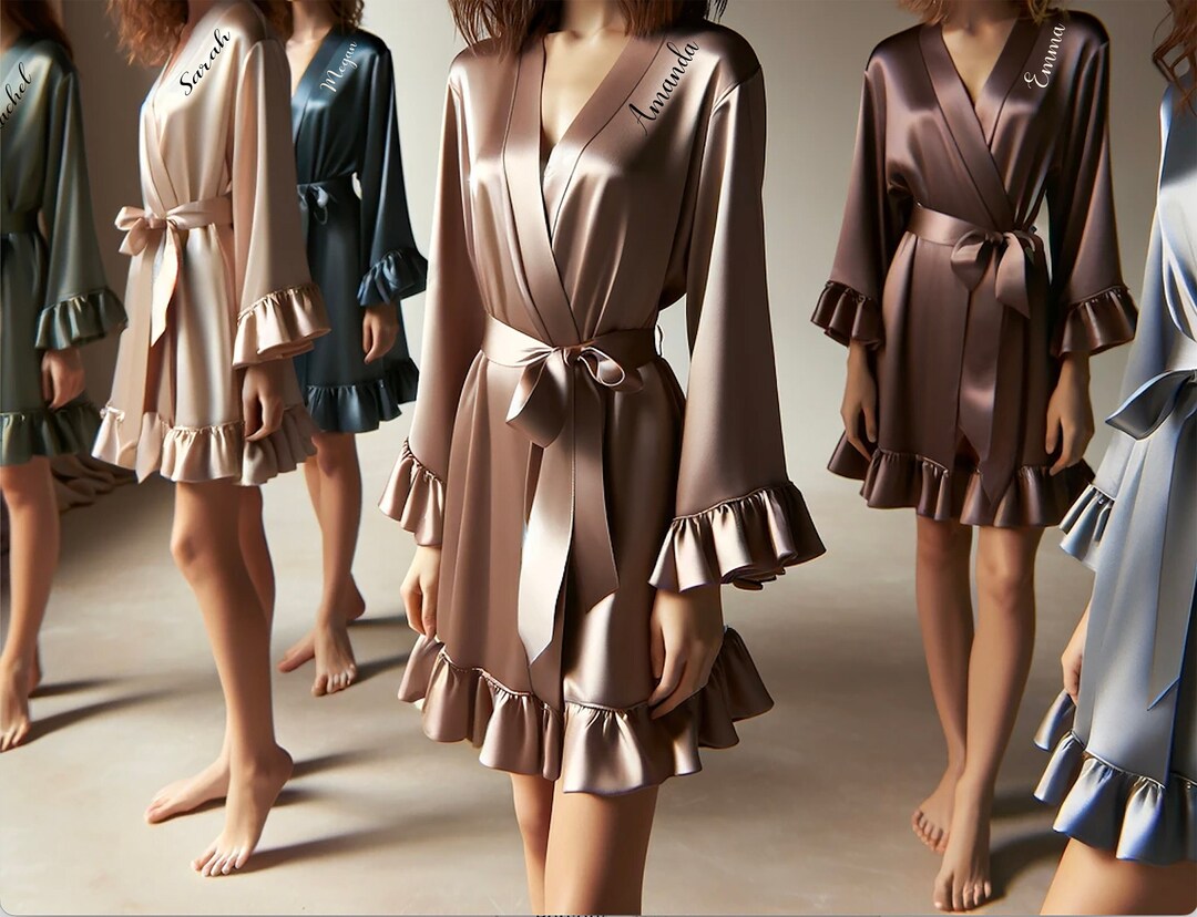 Unique Slanted Custom Names Bridesmaid Robes 35 Colors Available ...