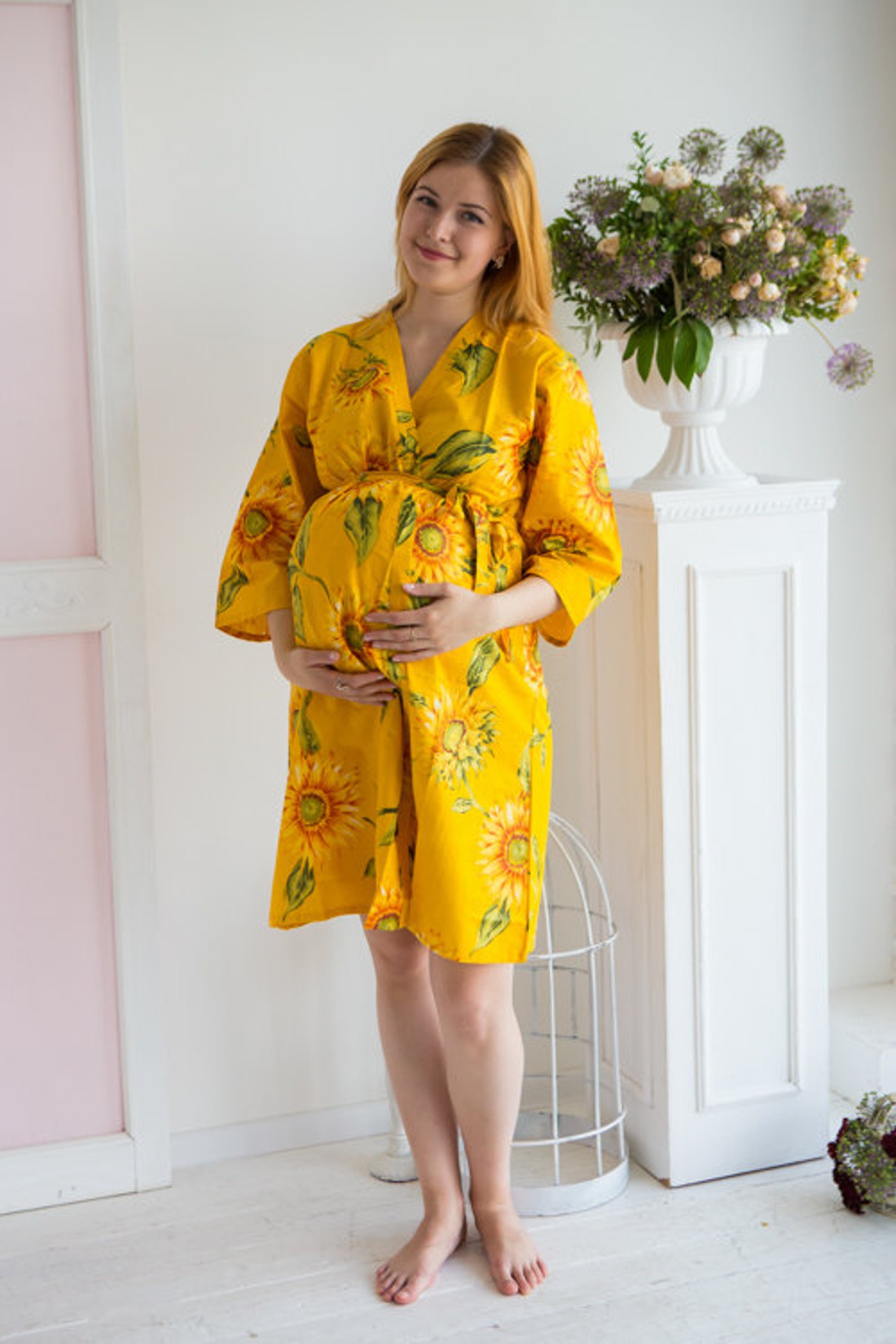 Yellow Sunflower Patterend Maternity Robe Hospital Gown - Etsy