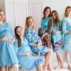 Moms in Light Blue Abstract Prints, Maternity Robe, Delivery Robe ...