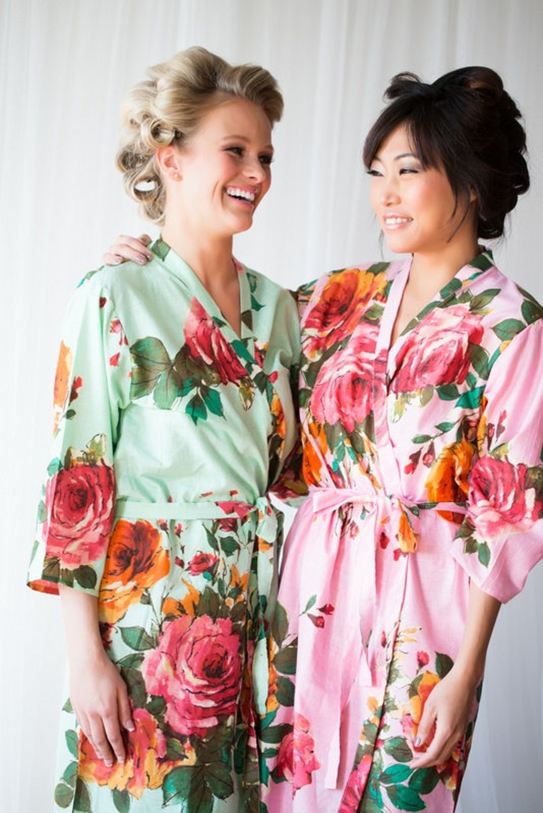 Pastel Large Floral Blossom Bridesmaids Robes Kimono Spa Wrap - Etsy