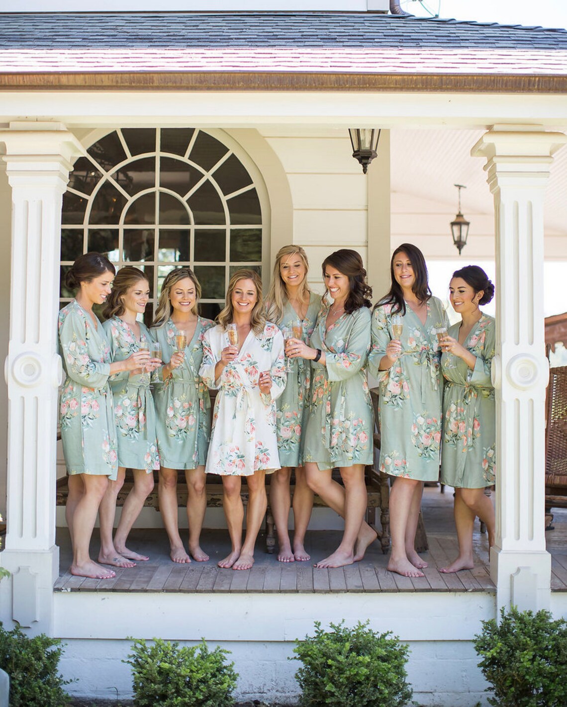 Premium Grayed Jade Bridesmaids Robes Dreamy Angel Song | Etsy