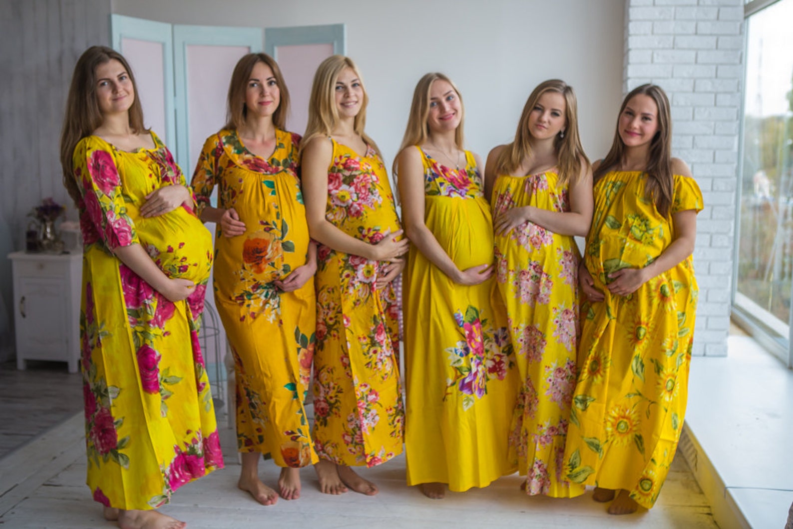 Stork Dreams Yellow Maternity Nightgown Maternity Nightie - Etsy