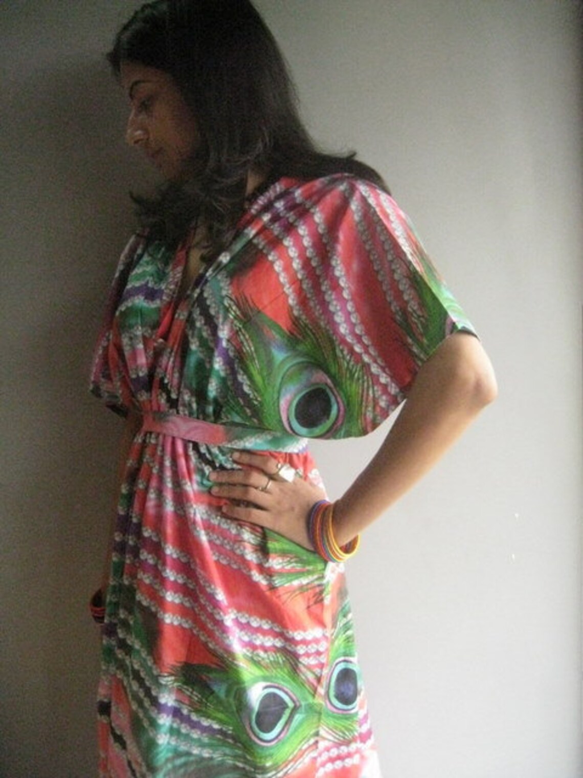 Beautiful Peacock Feathers Kaftan Robe - Ideal for Lounges, Spas ...