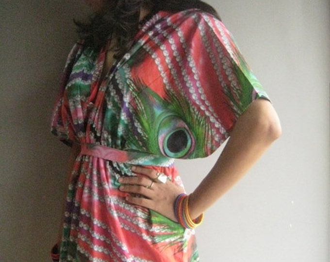 Beautiful Peacock Feathers Kaftan Robe Ideal for Lounges - Etsy