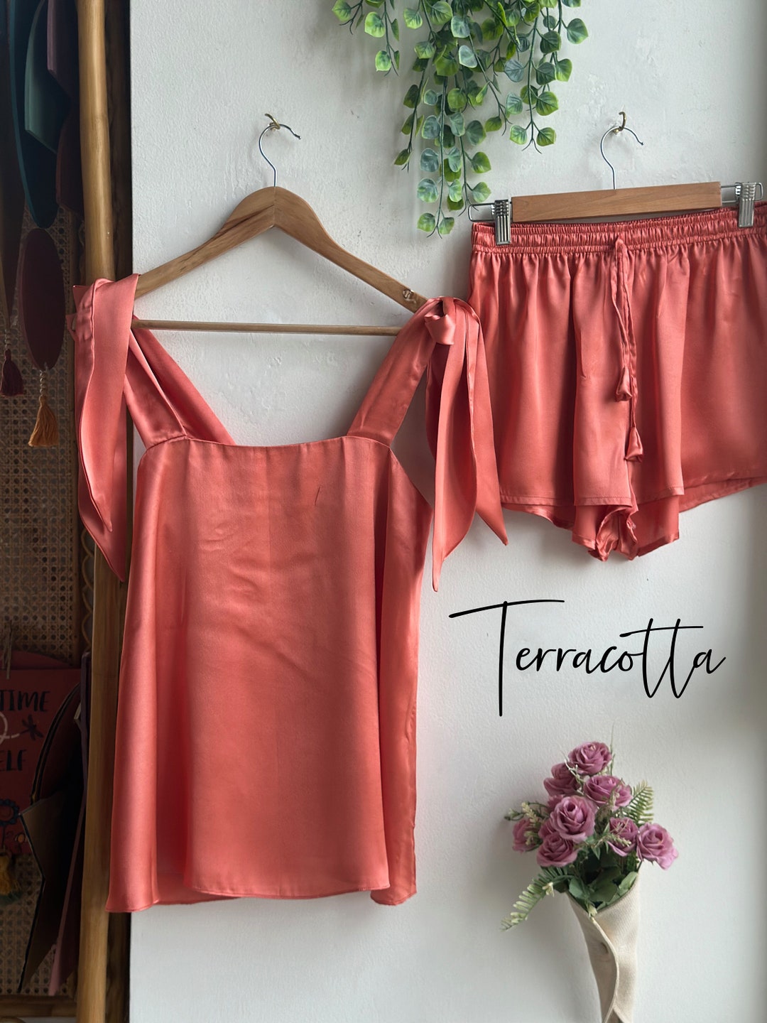 All Shades of Rust Silk Tie Knot Tank Top Style Pj Sets | Unlimited ...