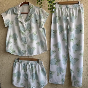 New Hydrangea Pjs - Notched Collar Style Pj Sets in Blooming Hydrangeas ...