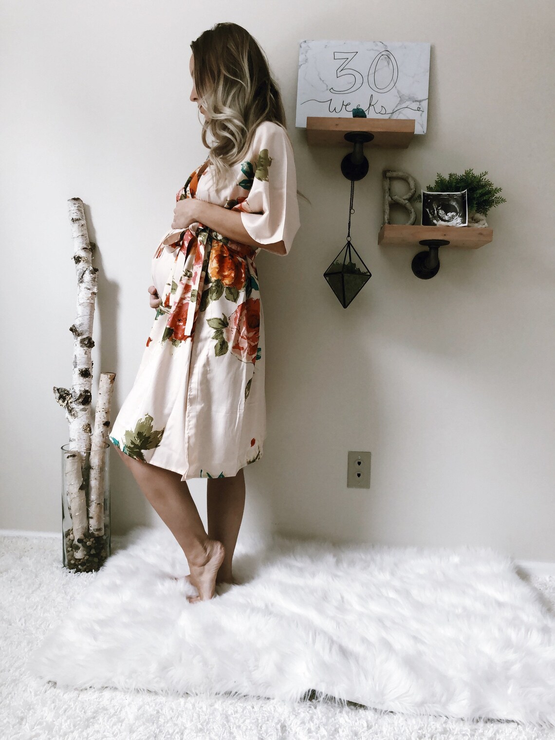 Blush Natural Birth Front Buttoned Hospital Gown | Delivery Kaftan ...