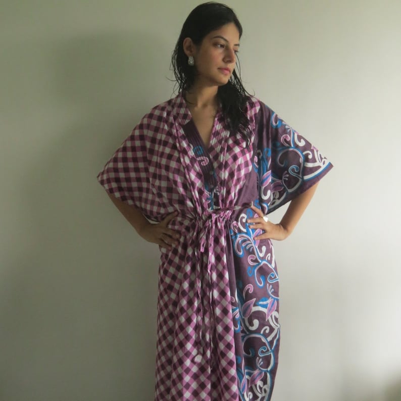 Wine Plaid Nursing Maternity Hosptial Gown Delivery Kaftan - Etsy