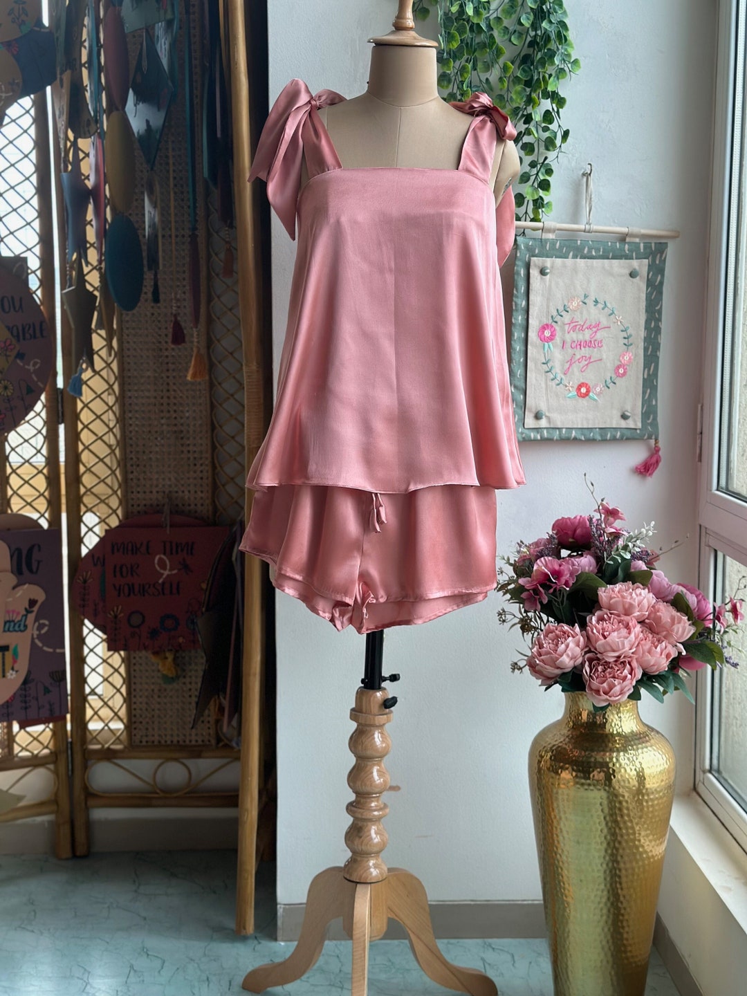 Silk Tie Knot Tank Top Style Pj Sets | 69 Colors Available | Unlimited ...