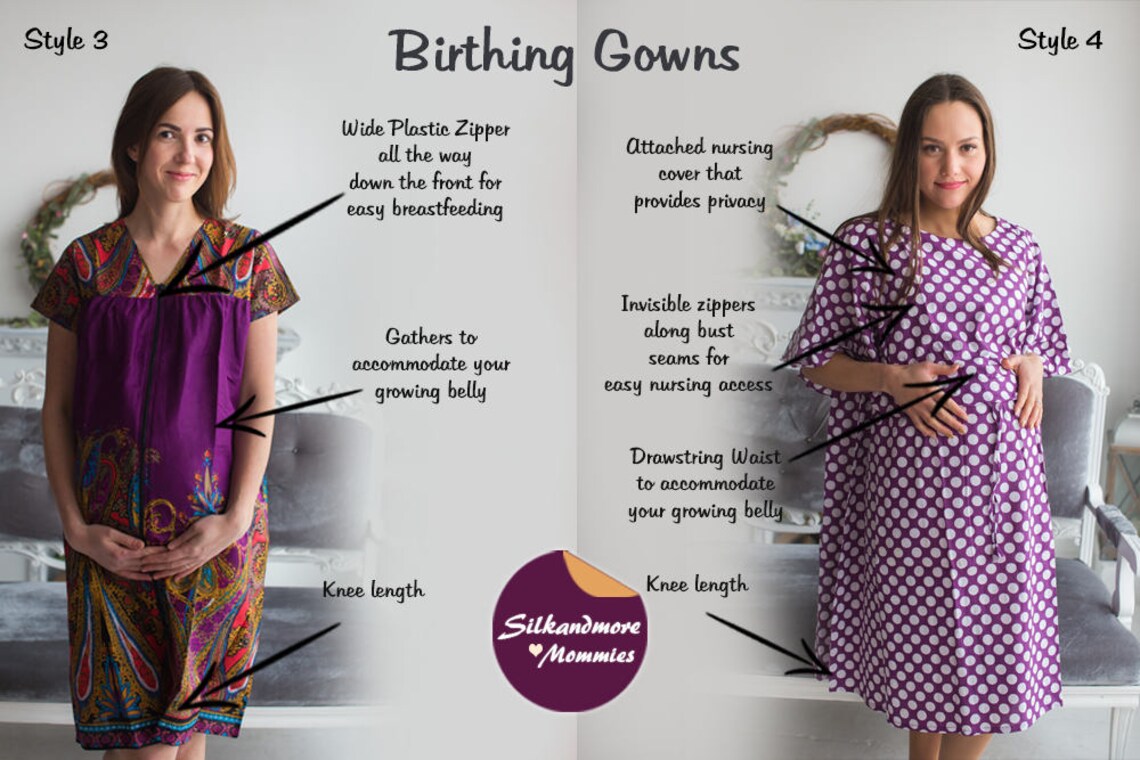 Eggplant Birthing Gowns Labor Gowns Delivery Gowns | Etsy