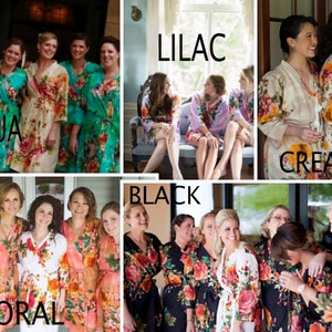 Coral Large Floral Blossom Bridesmaids Robe Sets | Kimono Robes ...
