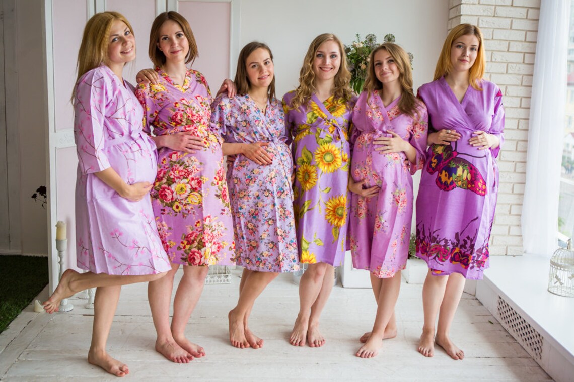 Moms in Lilac Patterns Maternity Robe Delivery Robe Labor - Etsy