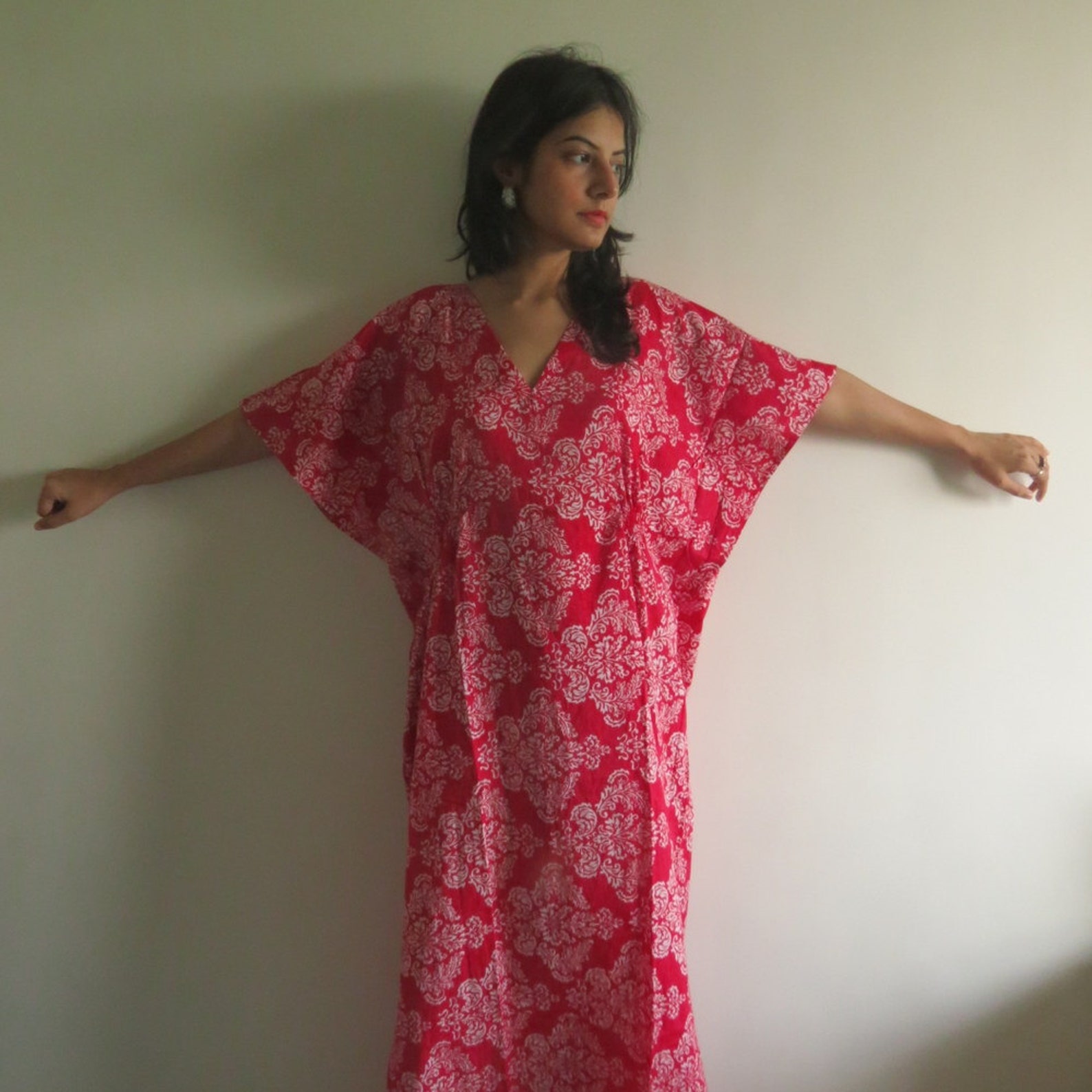 Drawstring Free Damask Kaftan Dress Summer Dress Long Maxi - Etsy