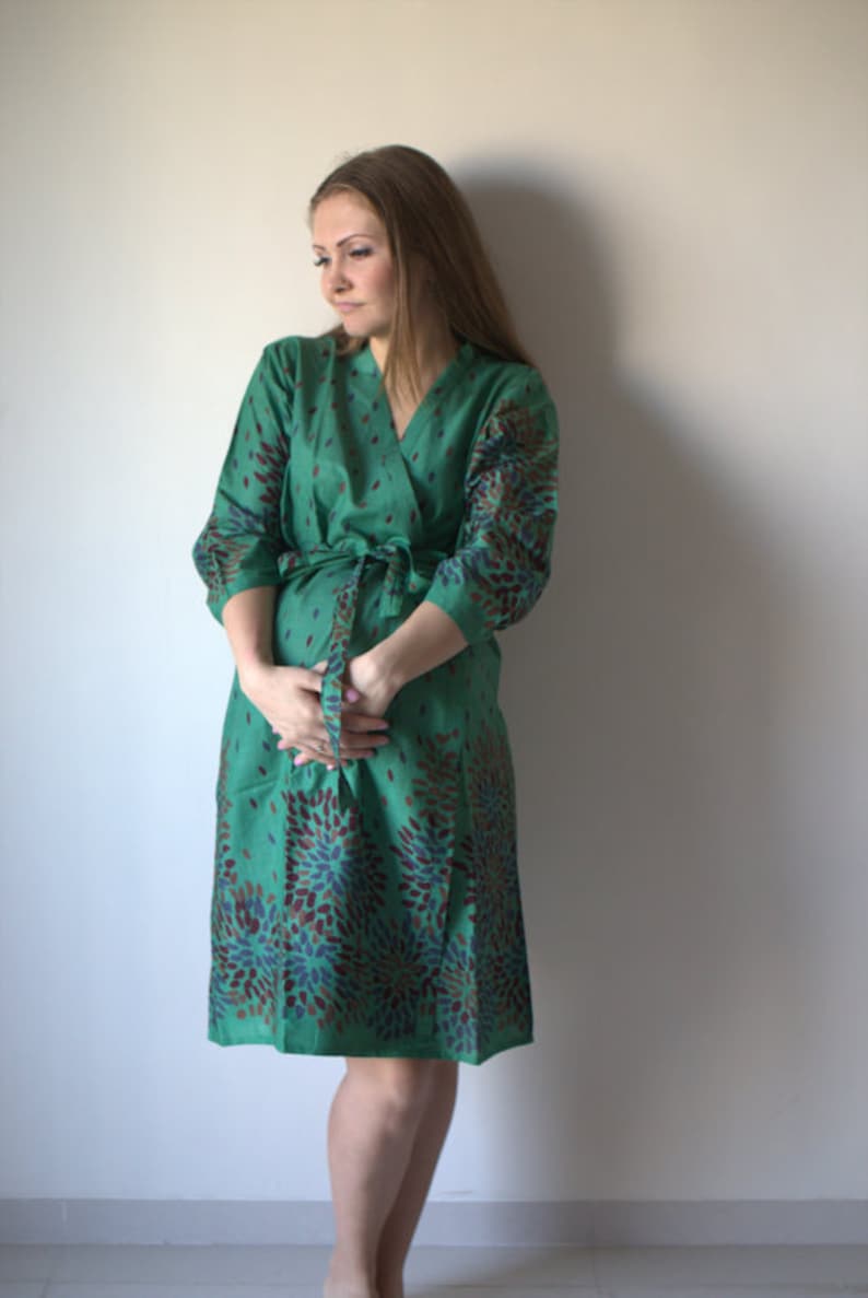 Green Abstract Floral Maternity Robe Hospital Gown Delivery - Etsy