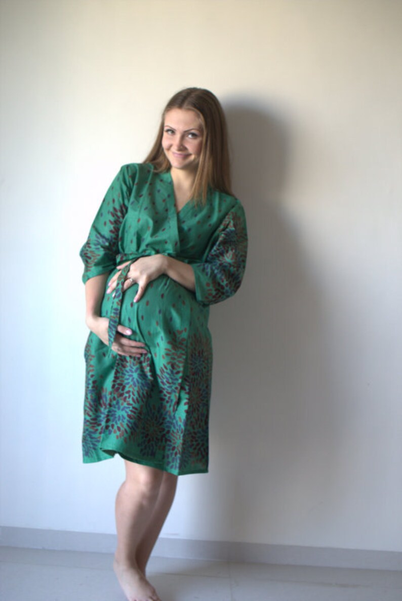 Green Abstract Floral Maternity Robe Hospital Gown Delivery - Etsy