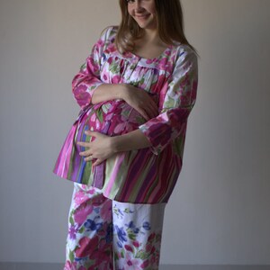 Pink Watercolor Painting Maternity 2 Piece Pajama - Etsy