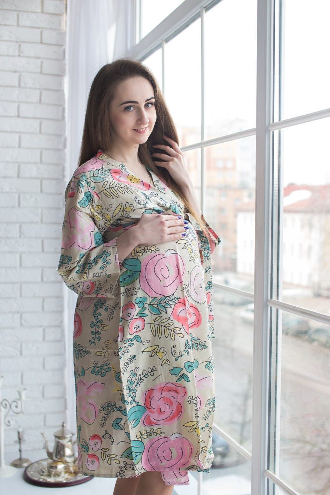 Moms in Premium Cream Soft Rayon Maternity Robe Delivery | Etsy