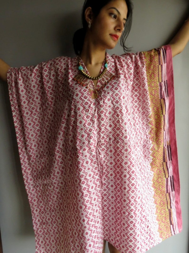 Pink Green Border Kaftan Robe Perfect as Getting Ready - Etsy