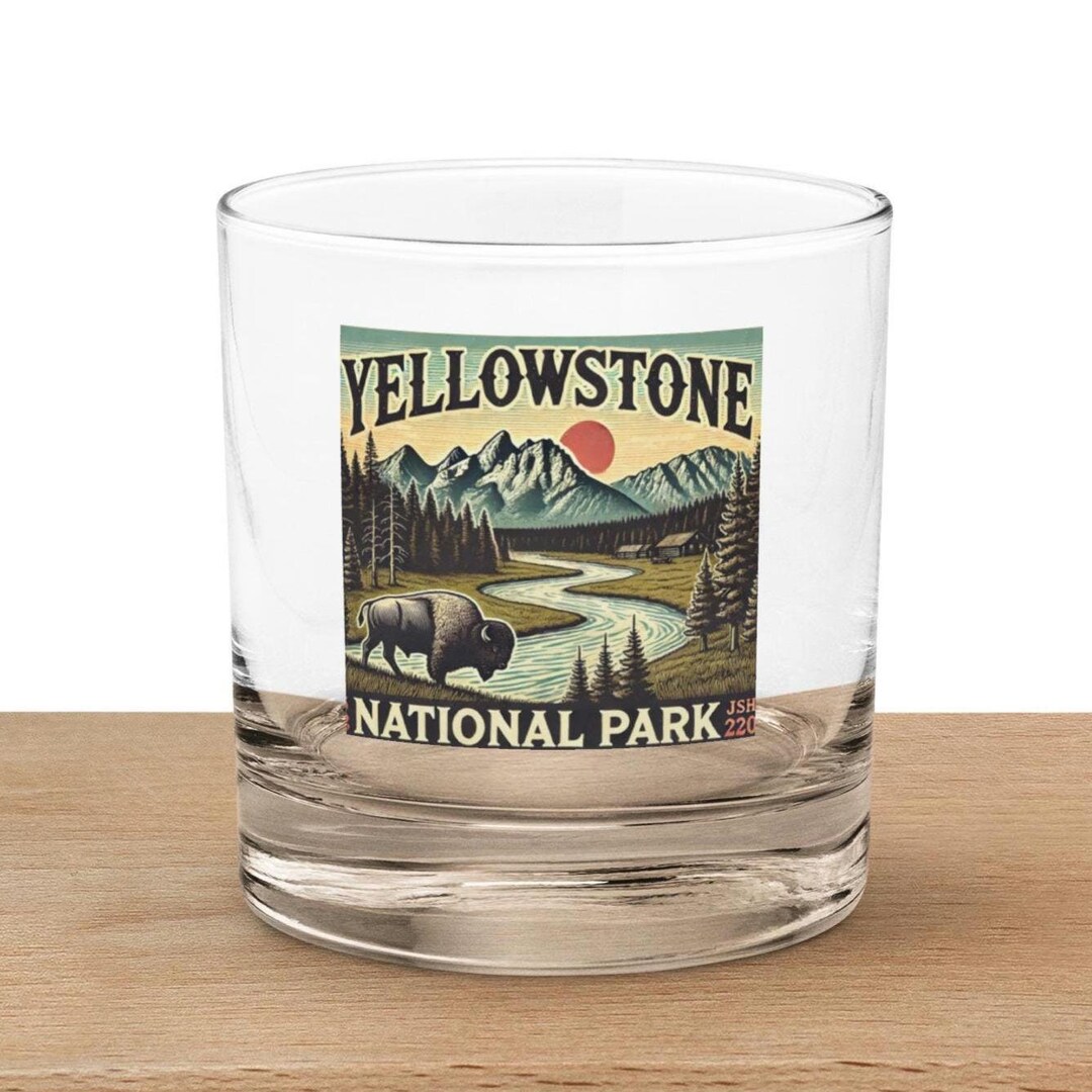 Yellowstone National Park Rocks Glass - Scenic Buffalo & River Design ...