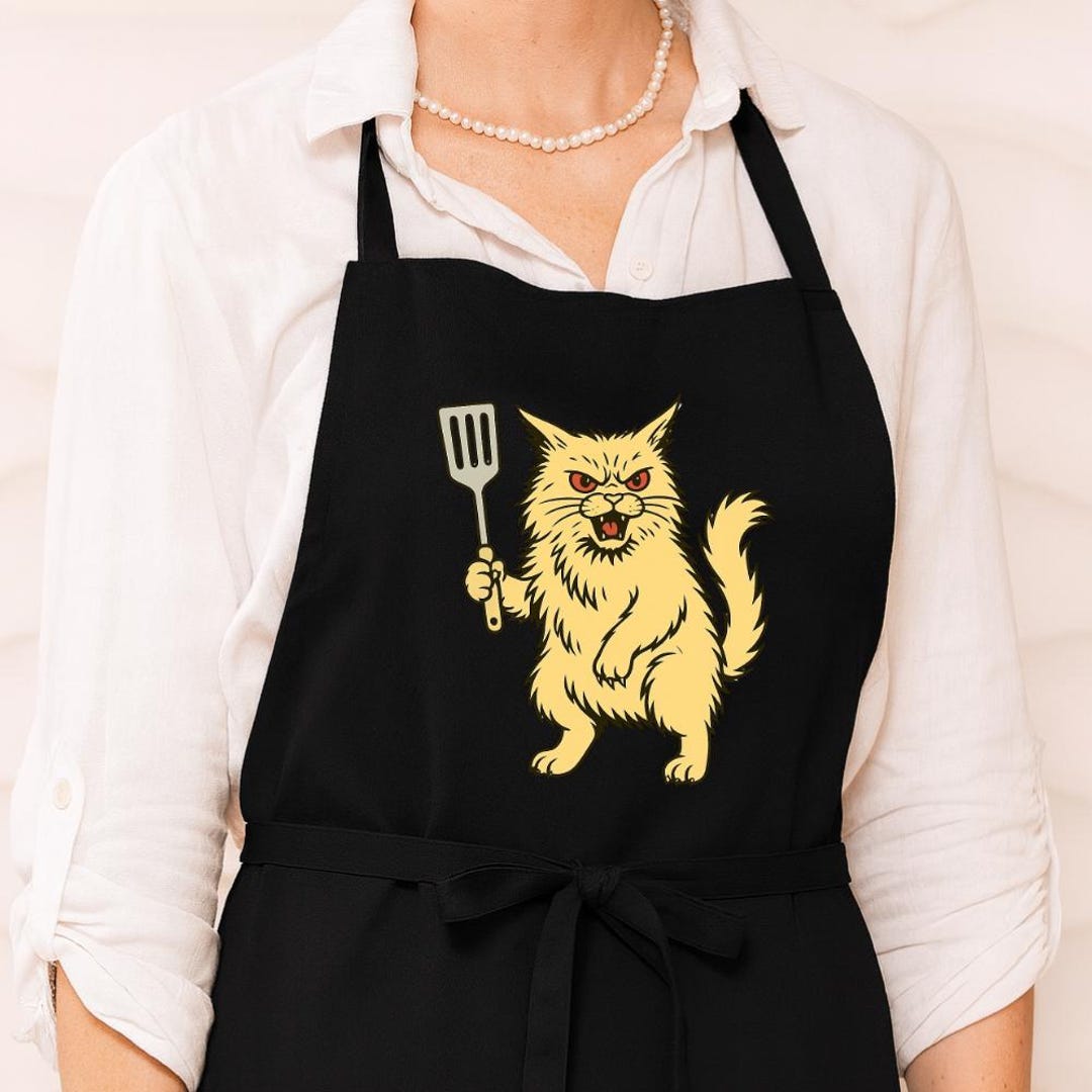 Angry Cat Apron Funny Kitchen Apron Gift for Him Cooking Baking BBQ ...