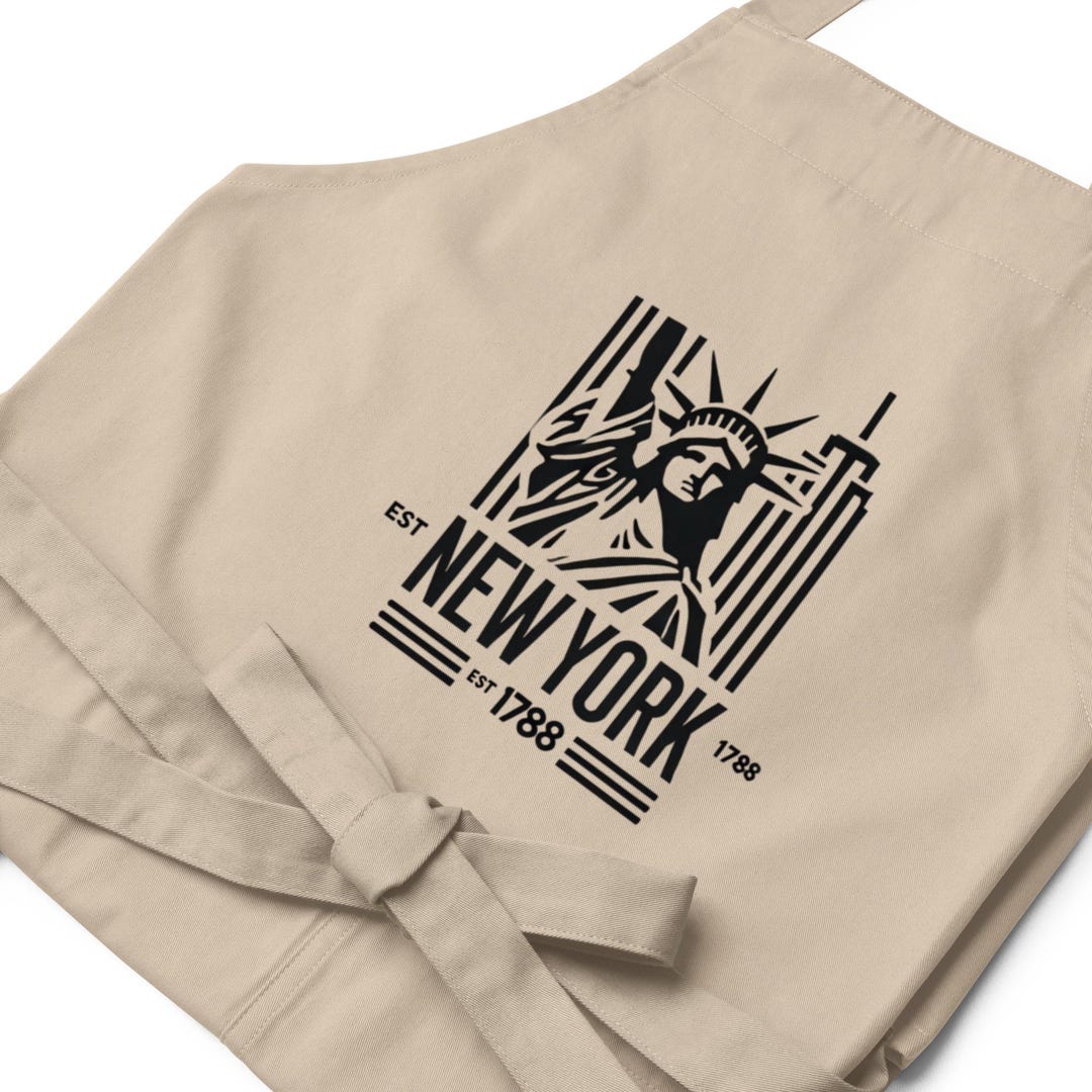 New York Apron With Statue of Liberty Design, Black and White Urban ...