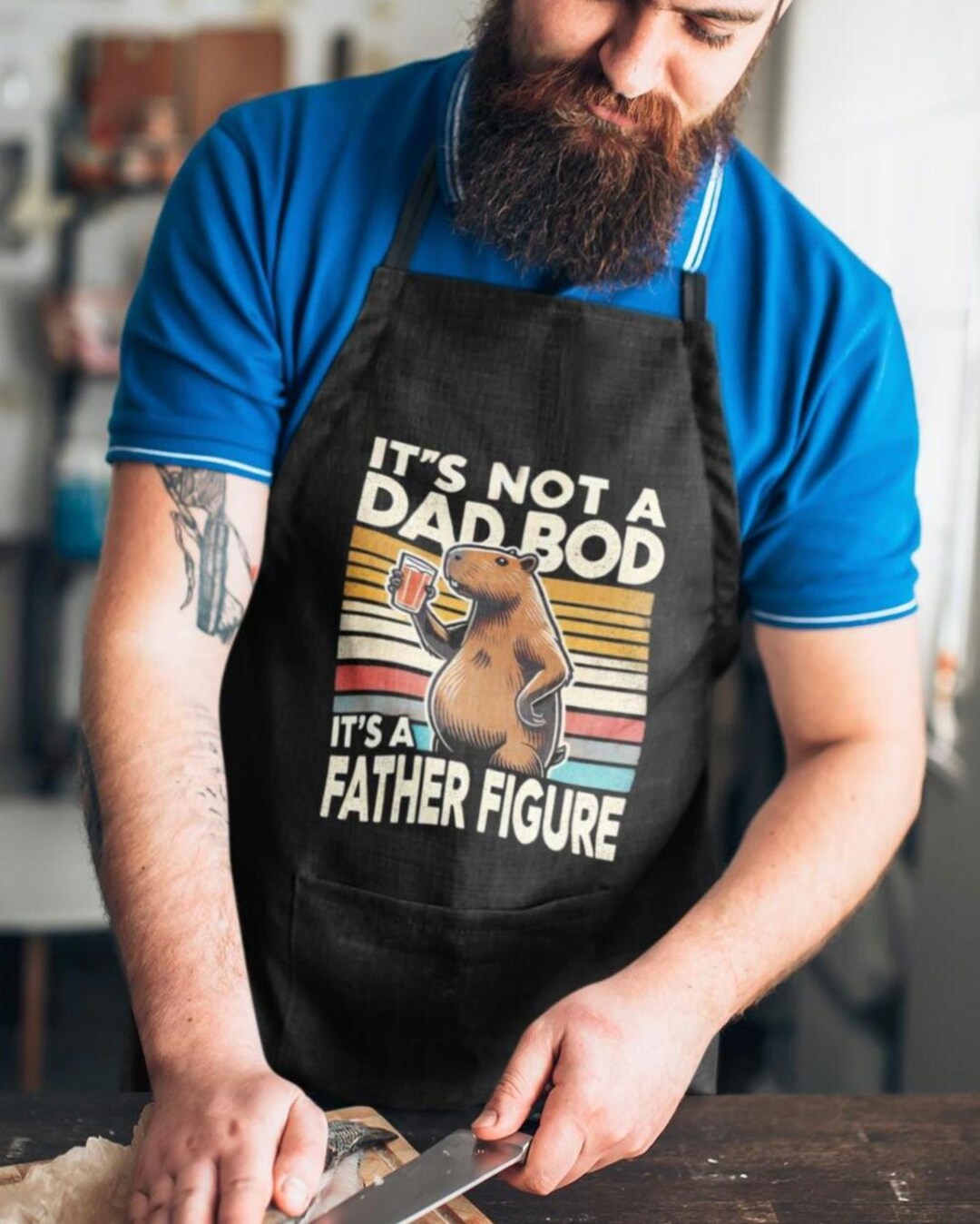 Funny Capybara Apron, “it’s Not a Dad Bod, It’s a Father Figure” Apron ...