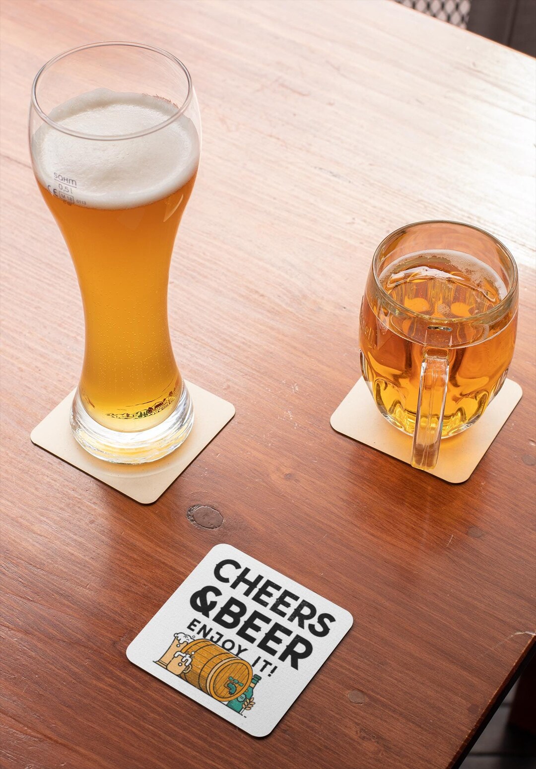 Cheers & Beer Coaster - Perfect Bar Accessory for Beer Lovers, Rustic ...