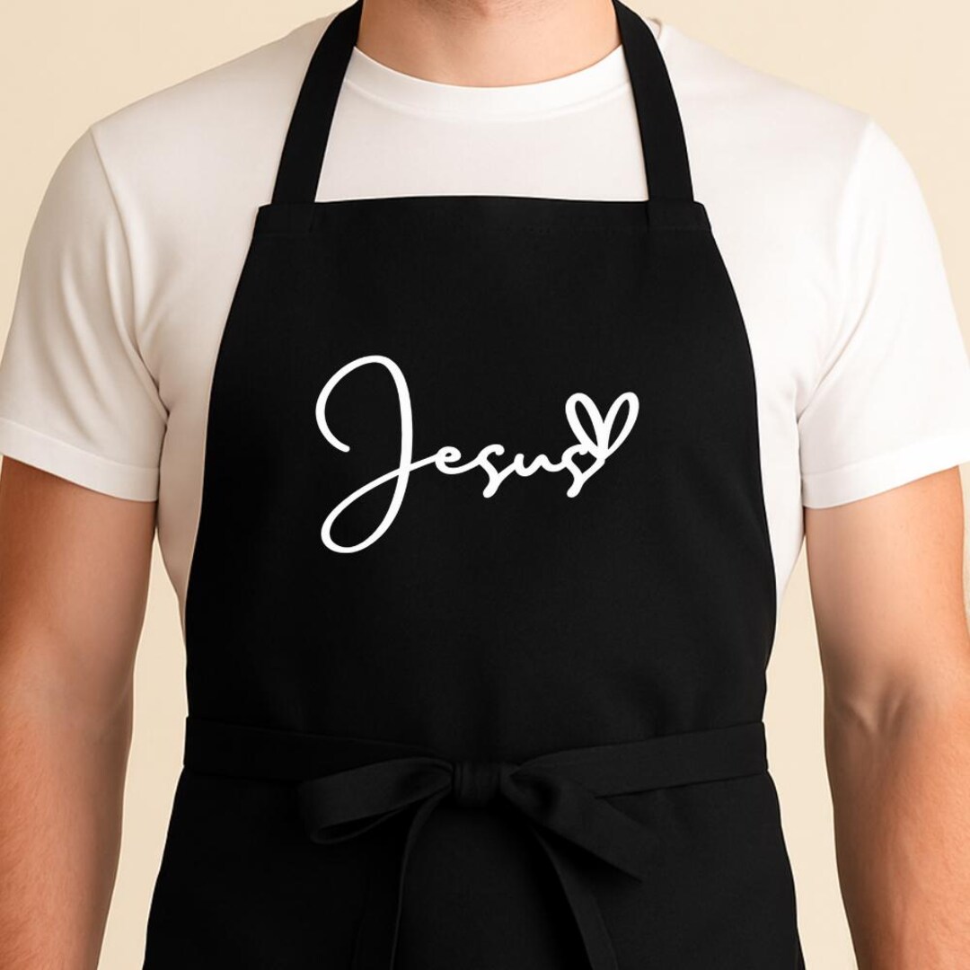 Christian Jesus Heart Apron, Religious Gift, Kitchen Cooking Apron - Etsy
