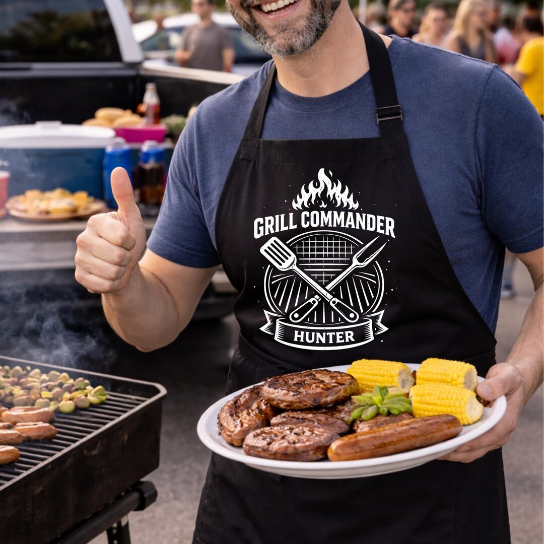 Personalized BBQ Apron, Custom Name Grilling Apron for Men, Adjustable ...