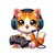 Cute Gamer Cat Sticker - Adorable Kitty With Headset and Controller ...
