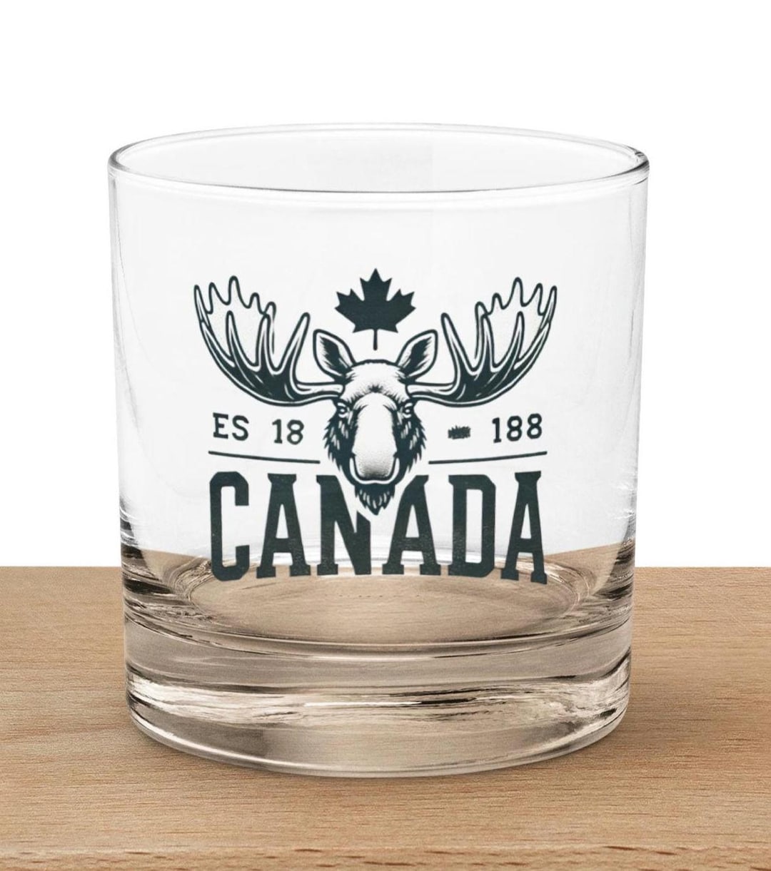 Canada Moose Whiskey Glass - Vintage Etched Bar Glass for Canadian ...