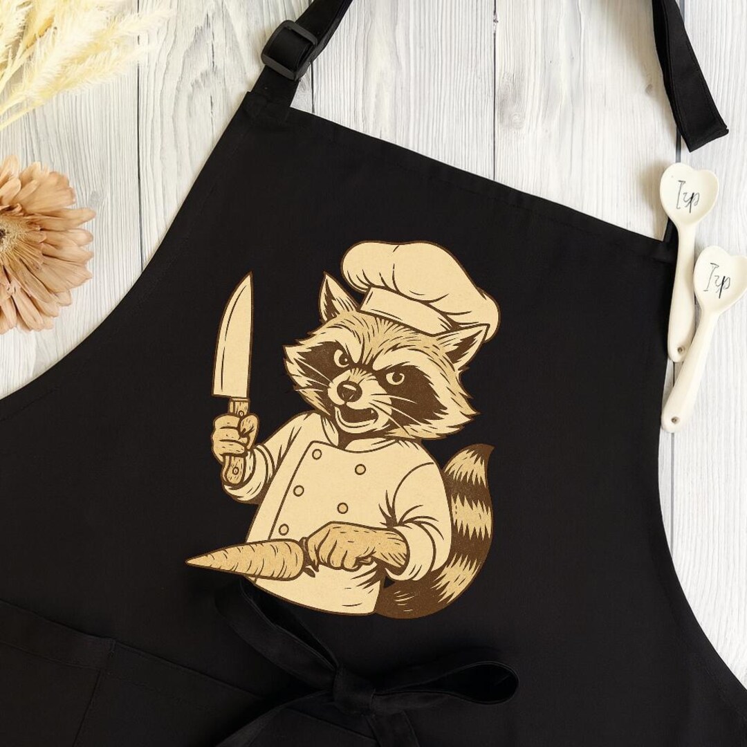 Comic Raccoon Chef Apron Funny Cooking Apron Gift for Him BBQ Baking ...