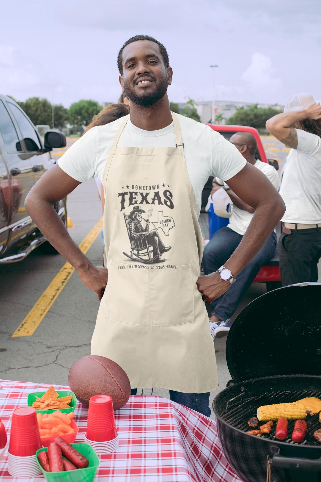 Hometown Texas Apron With Cowboy Smoking Pipe for Nostalgic Kitchen ...
