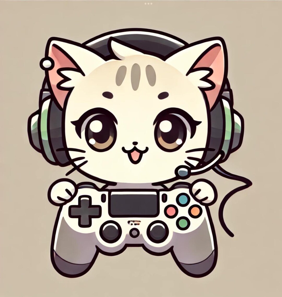 Cute Gamer Cat Sticker - Adorable Kitty With Headset and Controller ...